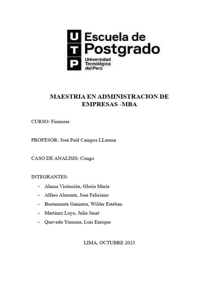 Analisis Caso CONGO | PDF | Rentabilidad sobre recursos propios | Business