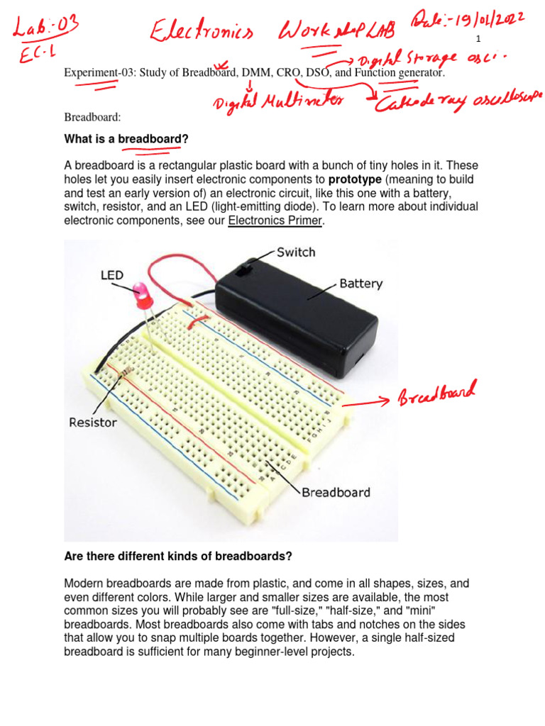 Lab-03 CRO Elecronics Workshop LAB Experiment-3 Details | PDF | Vacuum ...