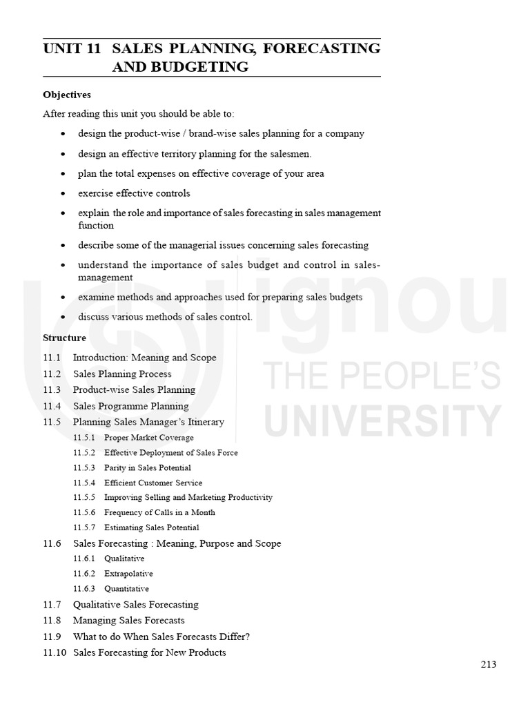 Unit-11 | PDF | Forecasting | Sales