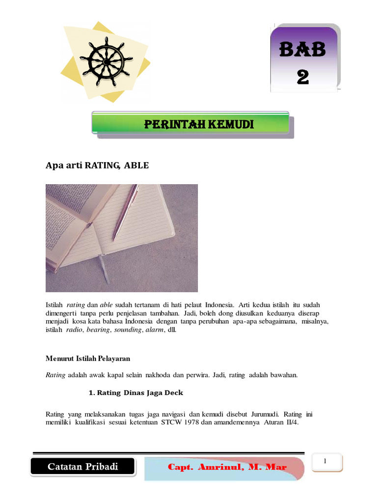 SC 01 - (BAB 73 - Aba Aba Kemudi Dalam Tingkat Jabaran Rating Dan Able | PDF