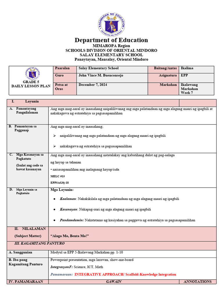 Cot Epp 5 Q2 W7 | PDF