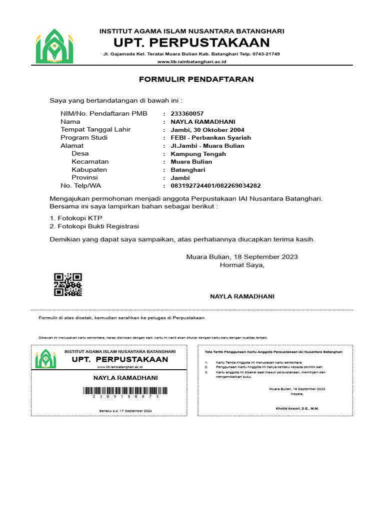Formulir Pendaftaran Anggota Perpustakaan - Formulir Daftar Perpus | PDF Formulir Pendaftaran Anggota Perpustakaan - Formulir Daftar Perpus | PDF