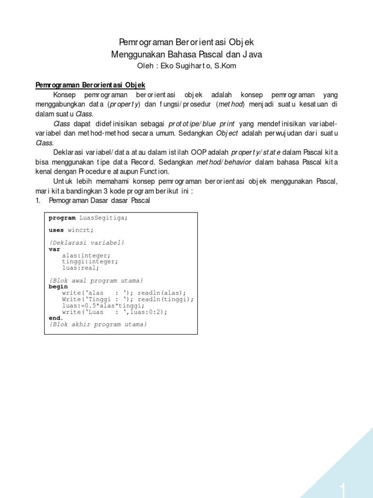 PBO Dengan Pascal Dan Java | PDF | Komputer