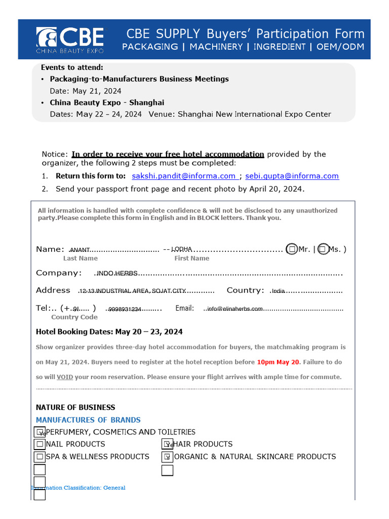 BUYERS' PROGRAM 2024 Supply Chain Buyers' Form PDF | Download Free PDF | Cosmetics | Business ...