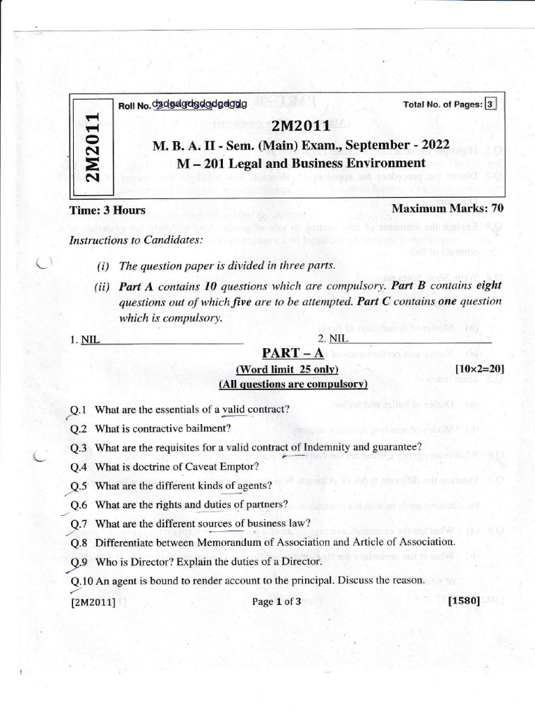 MBA II Semester 2022 Question Paper - Compressed | PDF | Strategic ...