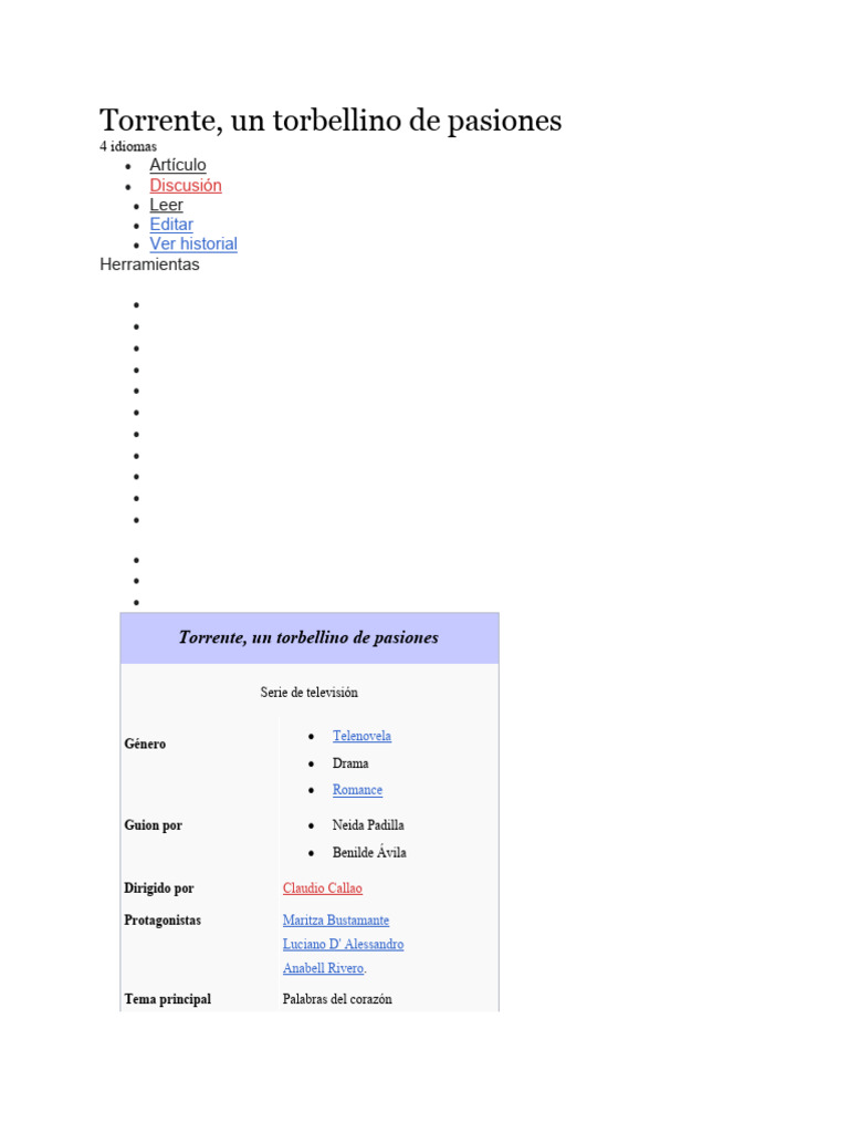 Torrente, Un Torbellino de Pasiones | PDF