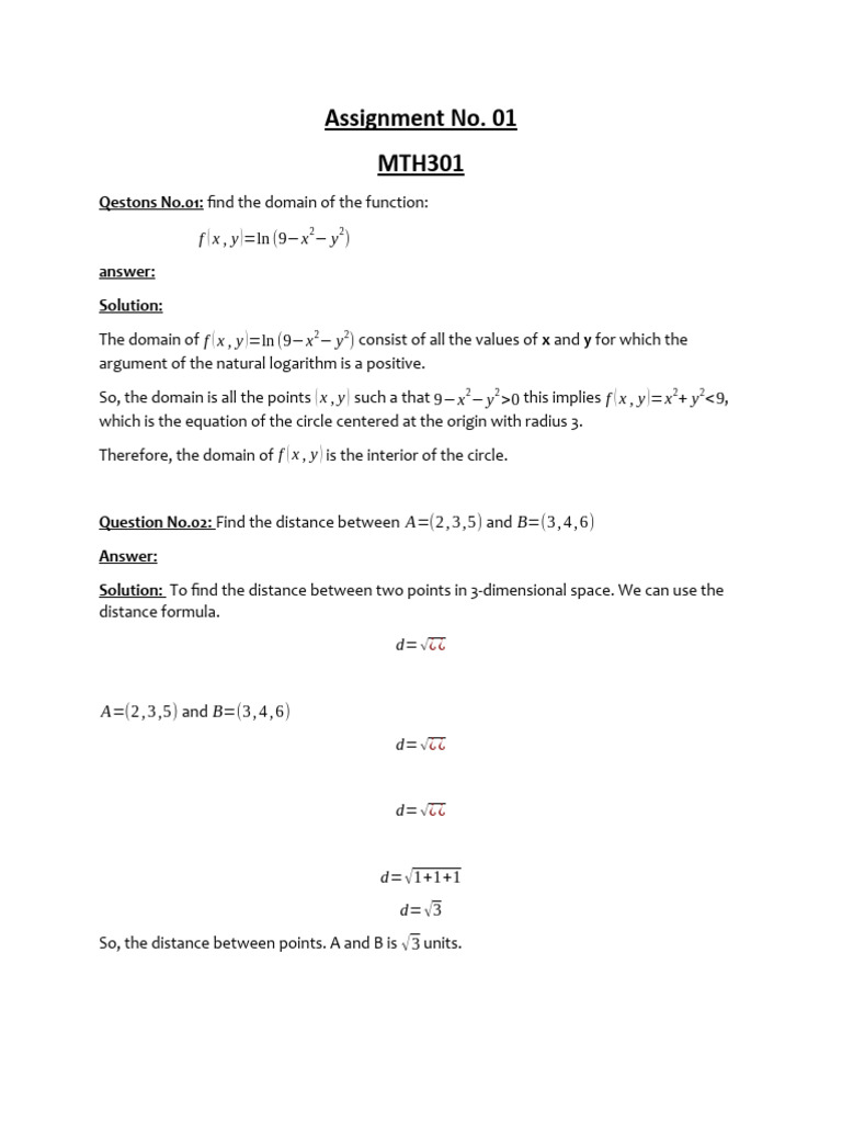 Assignment No.1 | PDF | Mathematical Concepts | Mathematical Relations