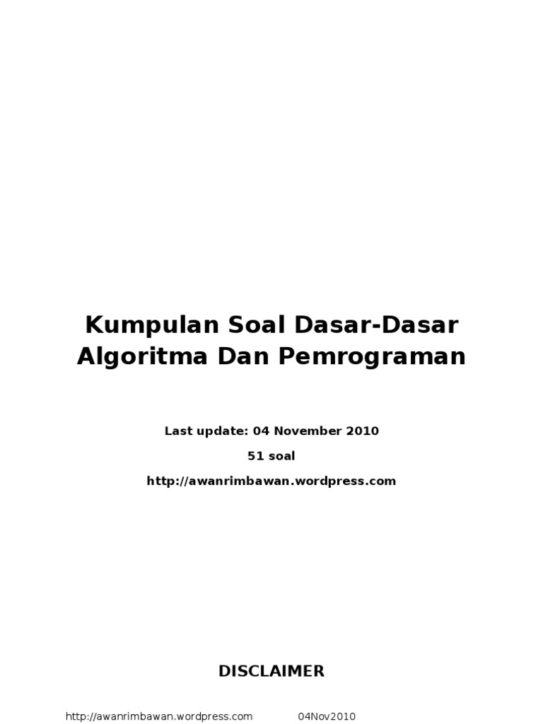 Kumpulan Soal Dan Jawaban Algoritma Dan Pemrograman | PDF