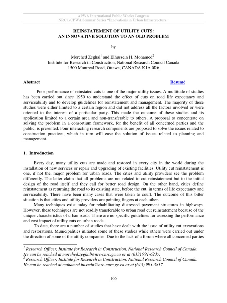 Reinstatement of Utility Cuts | PDF | Road Surface | Experiment