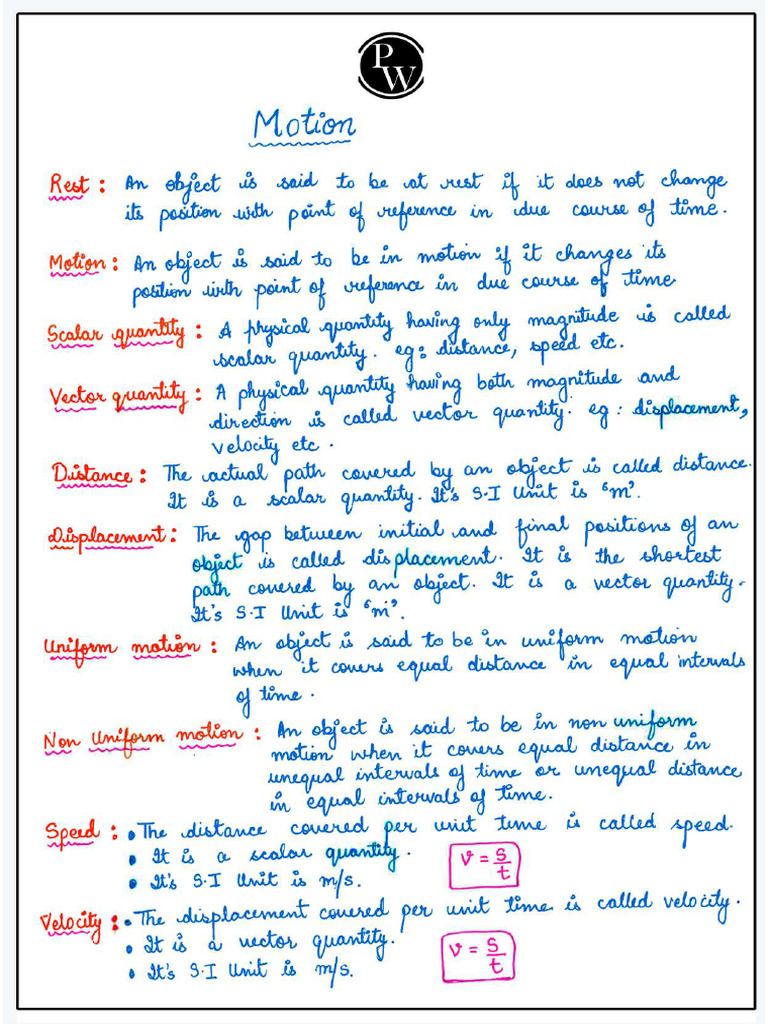 Motion - Handwritten Notes | PDF