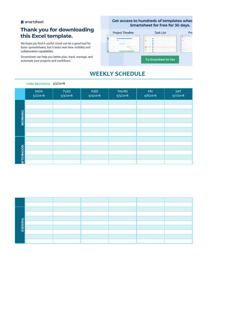 Weekly Schedule: Mon-Sat Overview | PDF