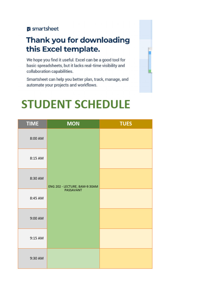 Weekly Student Schedule Template V1 | PDF | Home & Garden