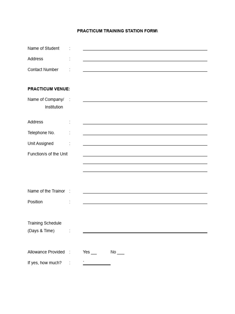 Practicum Training Station Form | PDF