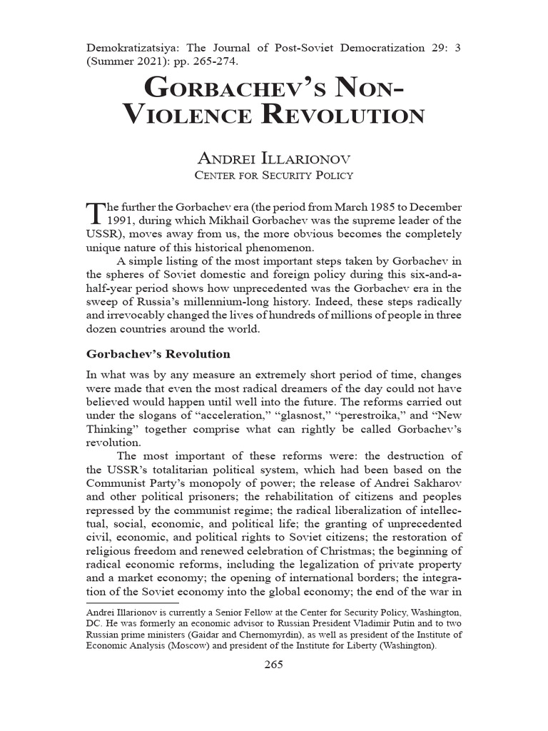 Gorbachev's Non-Violence Revolution | PDF | Mikhail Gorbachev | Soviet ...