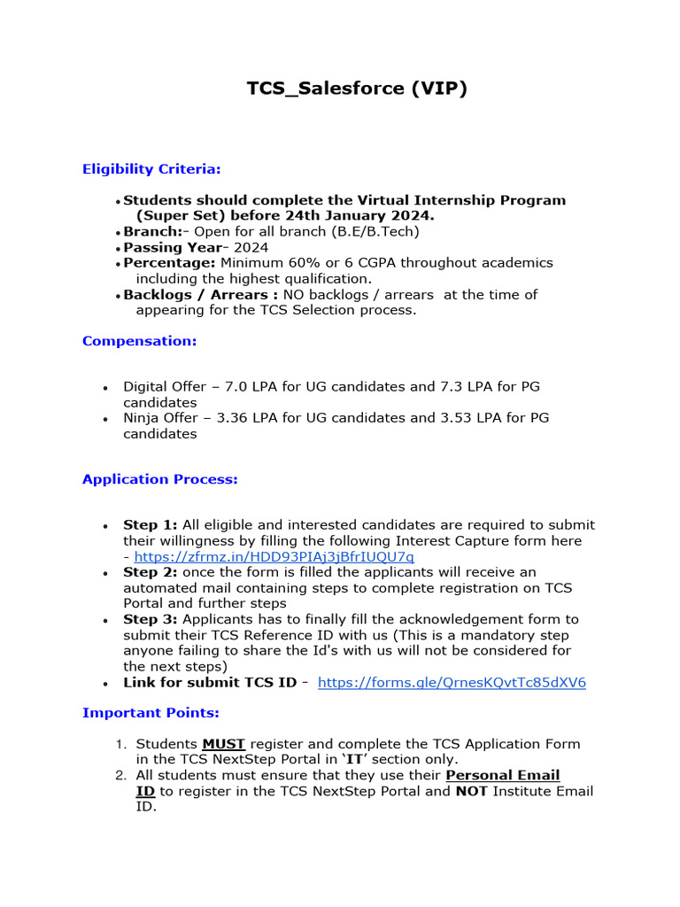 TCS-Registration Process | PDF