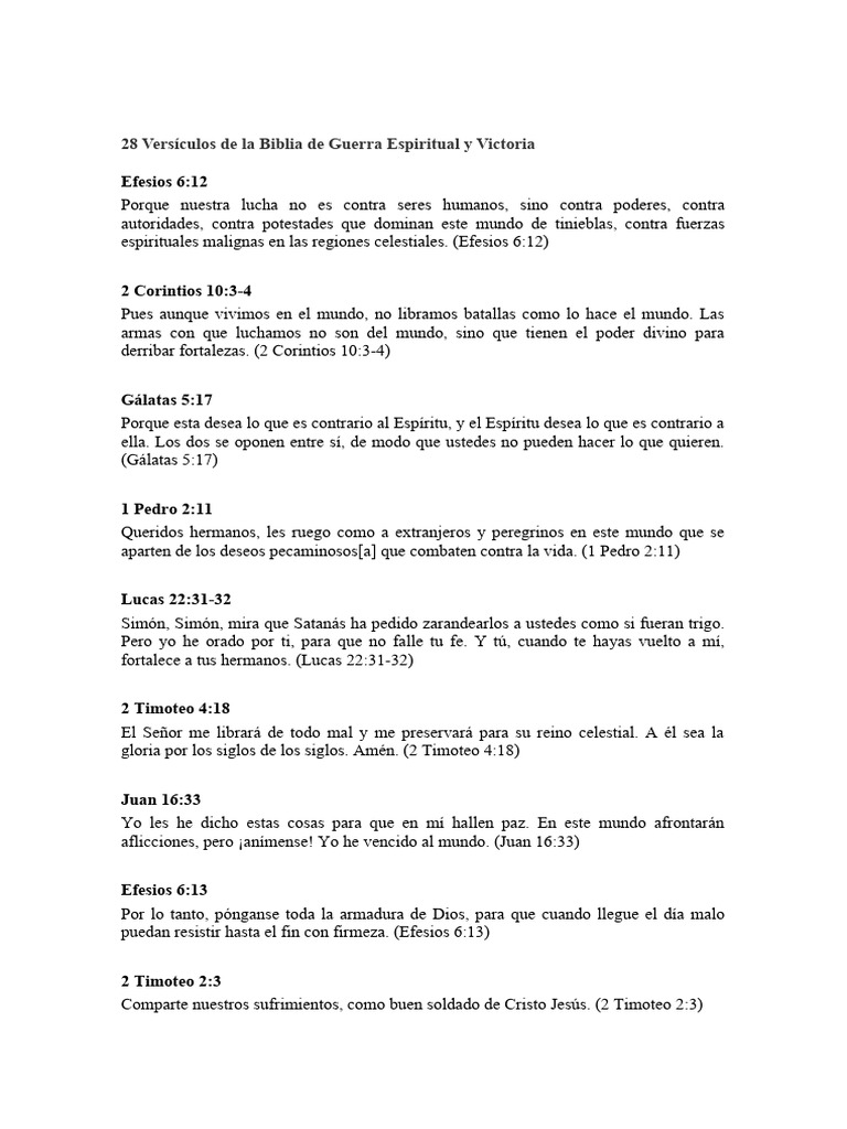 28 Versículos de La Biblia de Guerra Espiritual y Victoria | Descargar gratis PDF | Cristo ...