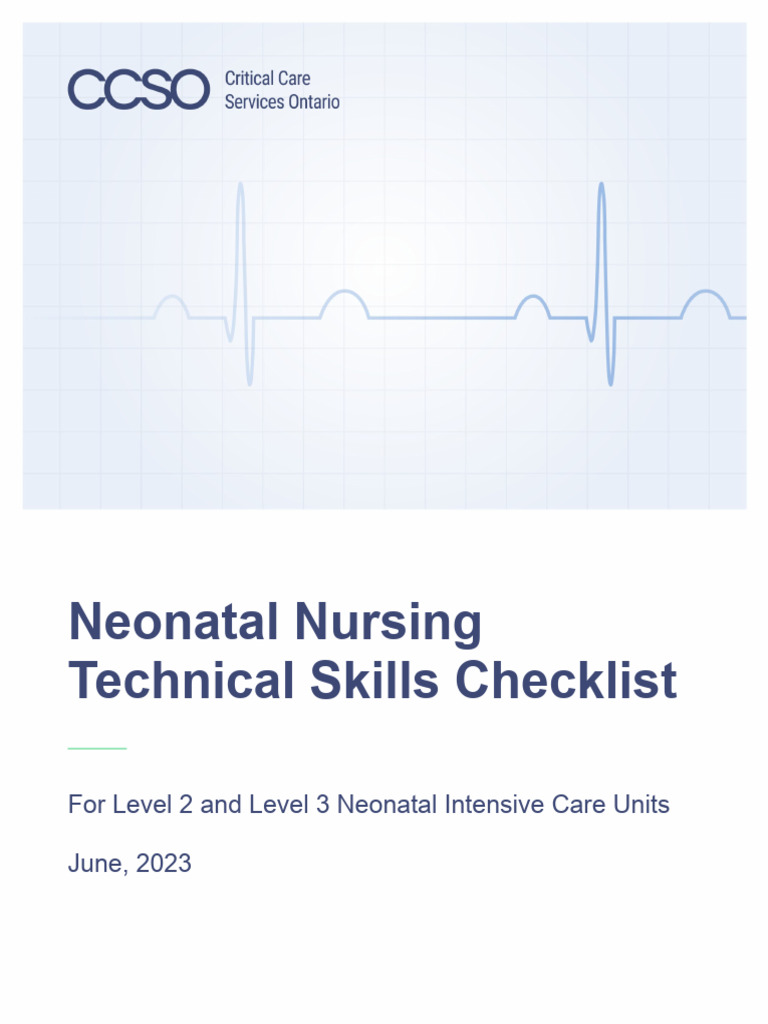 CCSO Neonatal Nursing Technical Skills Checklist 2024 | PDF | Neonatal ...