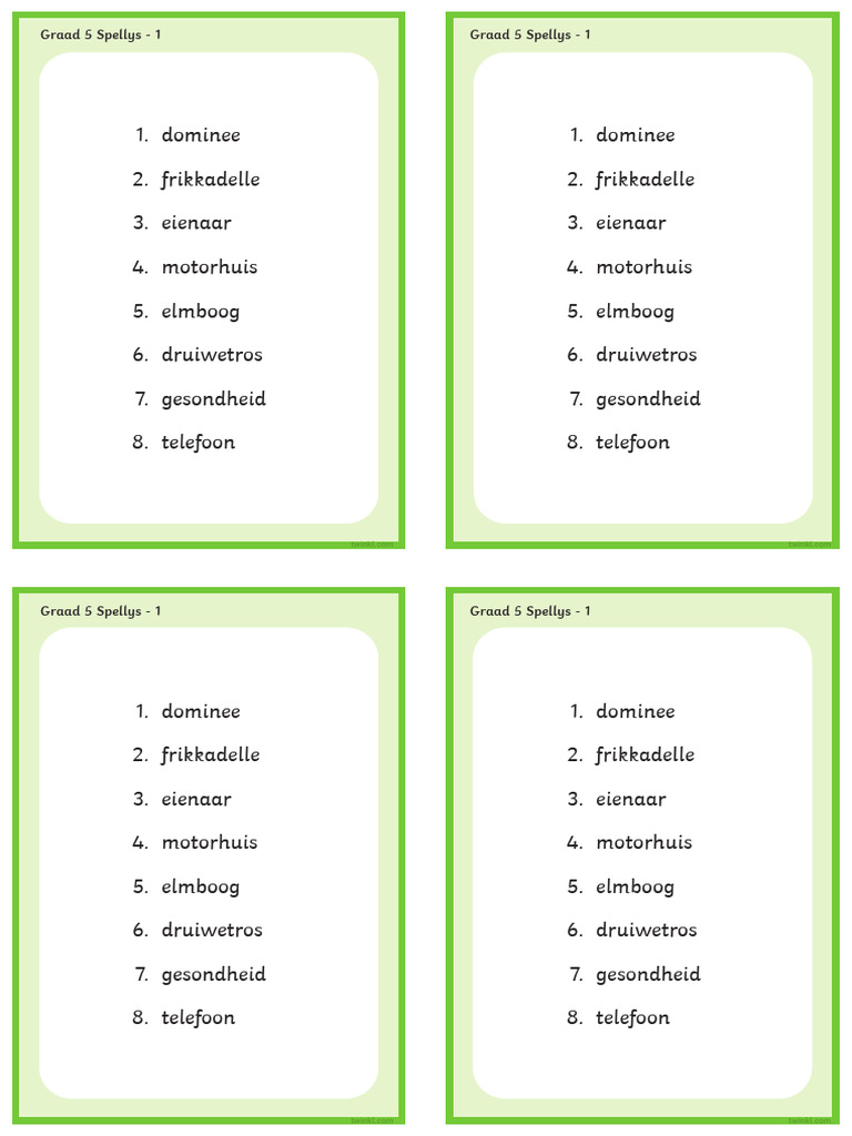 Graad 5 Spellyste | PDF
