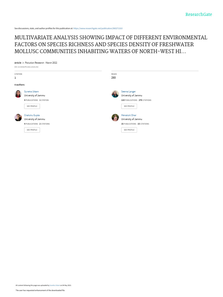 multivariate analysis showing impact of different environmental factors on species richness and ...
