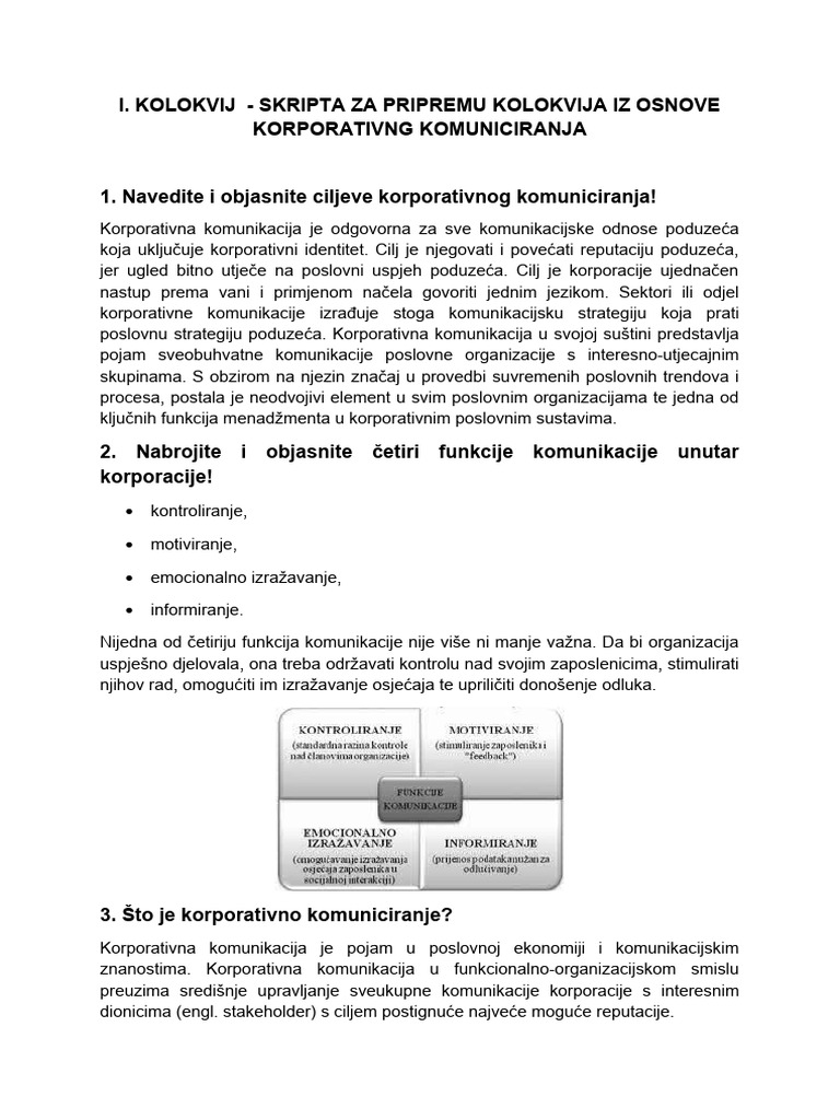 Skripta - I. Kolokvij | PDF