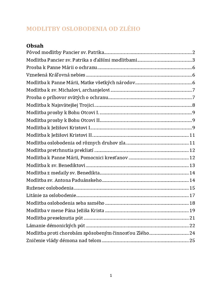 Modlitby Oslobodenia Od Zleho 1 | PDF