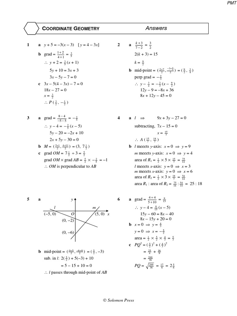 3b. Coordinate Geometry Further Questions Answers | PDF | Geometry ...