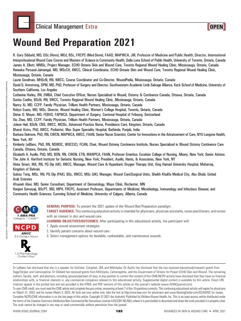Wound Bed Preparation 2021.4 | PDF | Wound | Pain