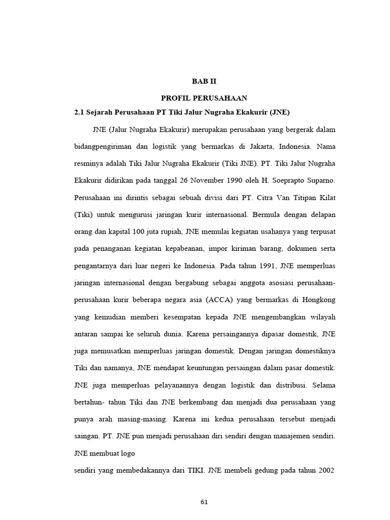 Profil Perusahaan JNE Indonesia | PDF | Bisnis