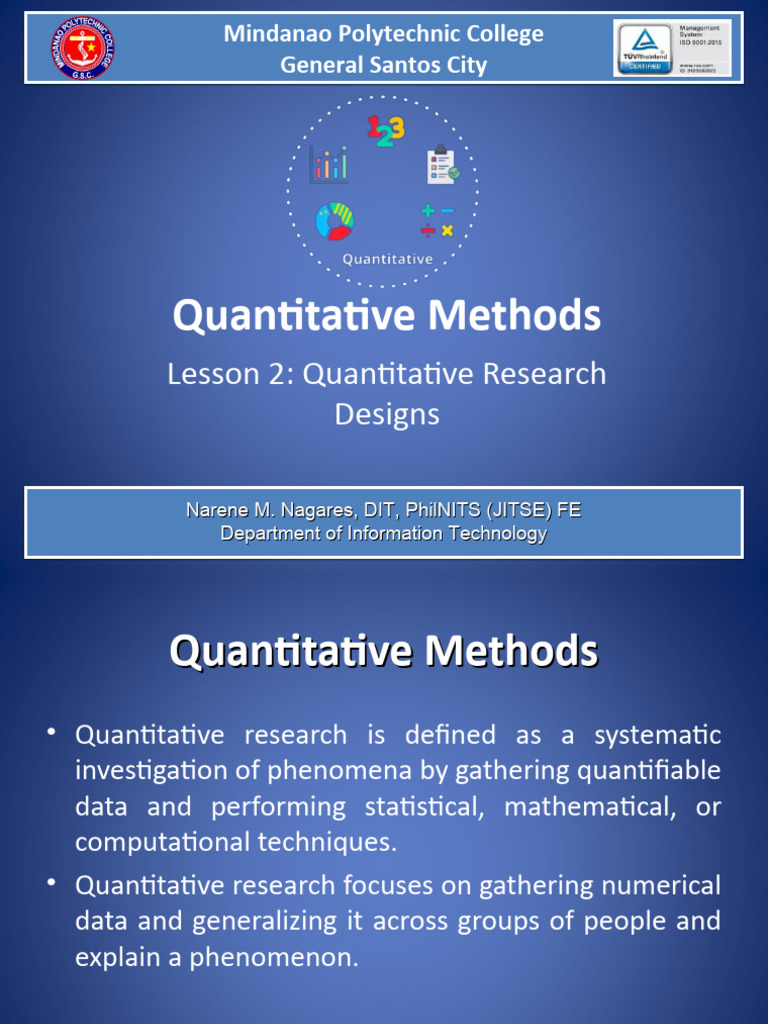 QM - Lesson 2 | PDF | Statistics | Quantitative Research