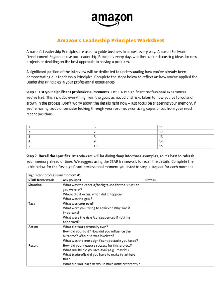 Leadership Principles Worksheet | PDF | Leadership | Experience