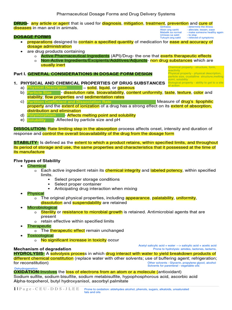 Dosage Forms and Drug Stability Insights | PDF | Tablet (Pharmacy ...