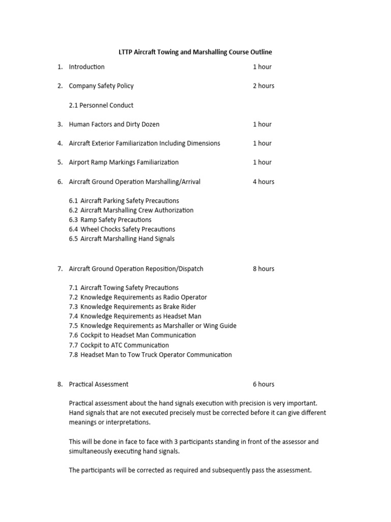 Aircraft Towing & Marshalling Course | PDF