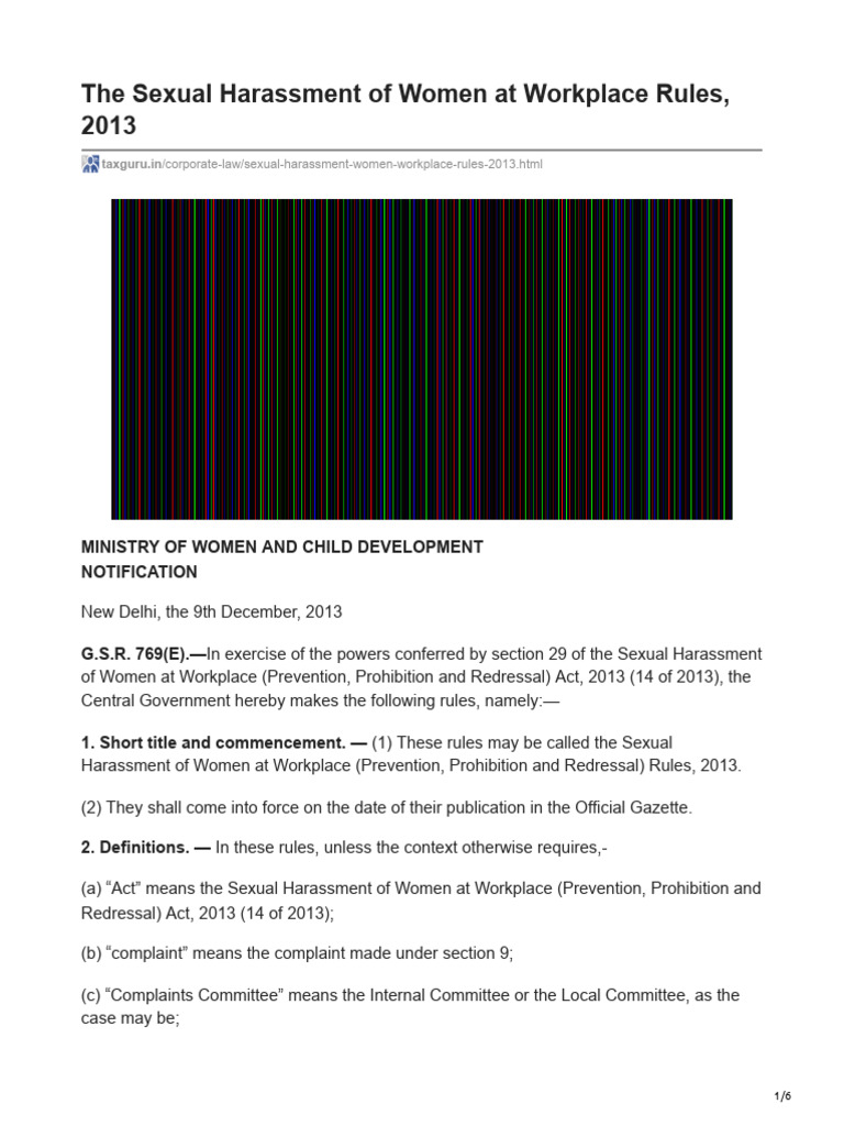 POSH Rules | Download Free PDF | Sexual Harassment | Complaint