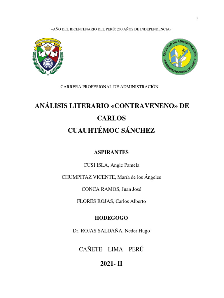 Análisis de "Contraveneno" de Sánchez | PDF | Infidelidad