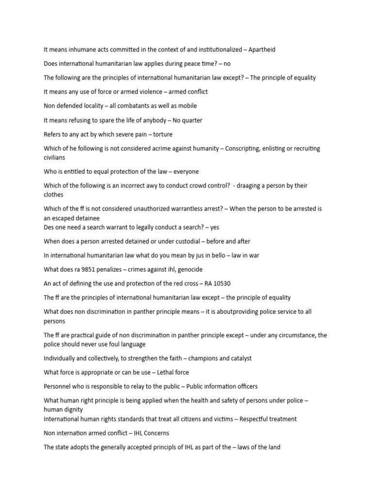 Definition of Inhumane Acts in Law | PDF | International Humanitarian ...