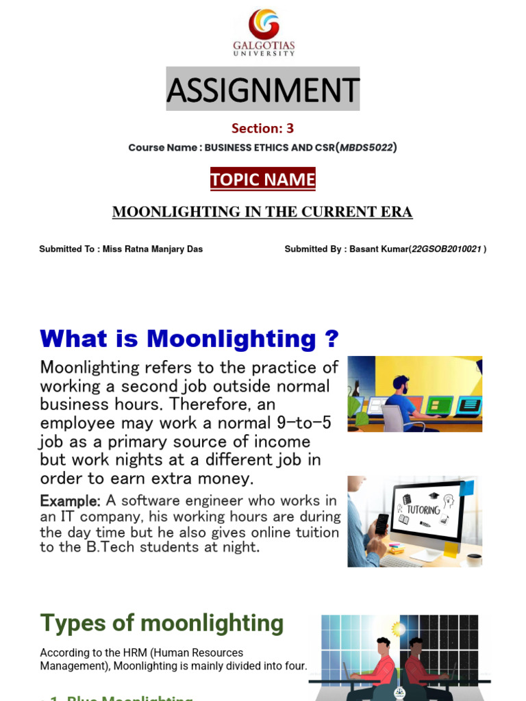 ASSIGNMENT moonlighting | PDF | Employment | Business