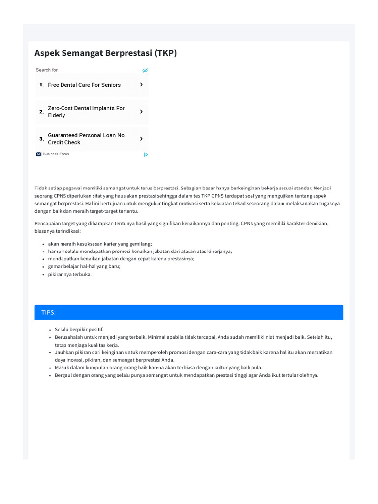 Aspek Semangat Berprestasi (TKP) | PDF