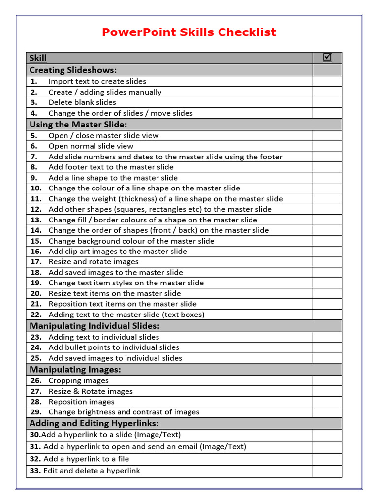 PowerPoint checklist | PDF