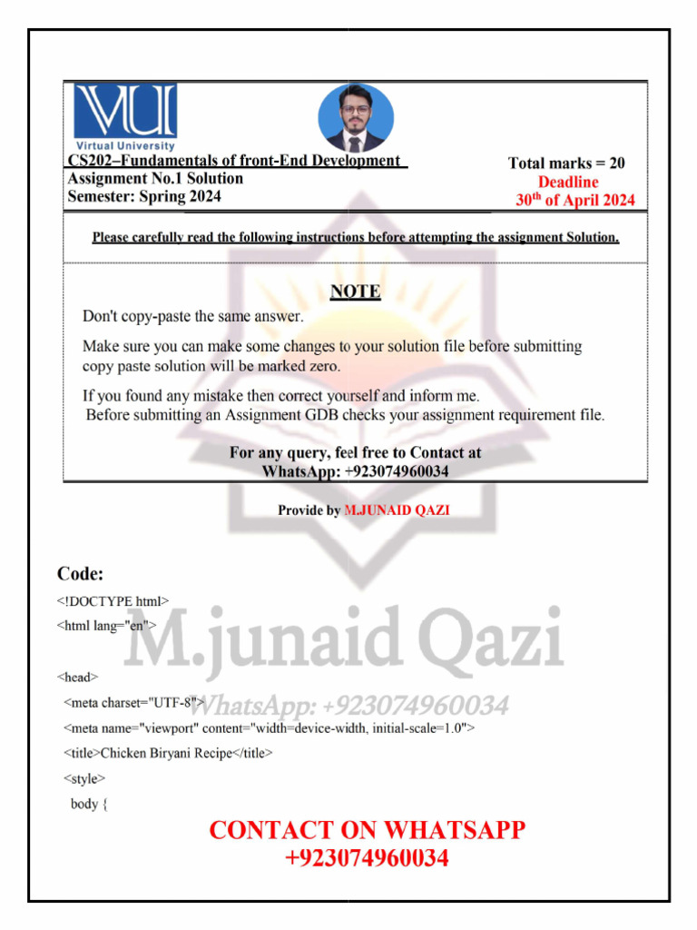CS202-Assignment 1 Solution Spring 2024 by M.junaid Qazi | PDF