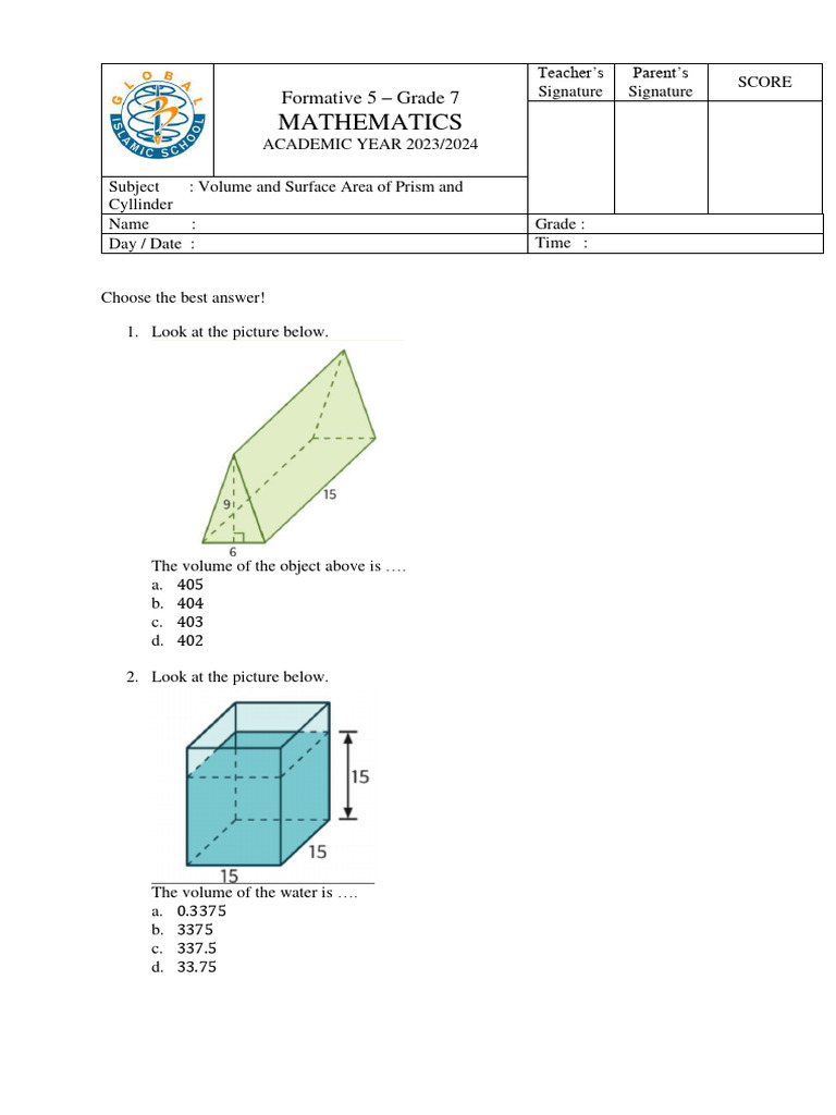 Formative 9 | PDF | Teaching Methods & Materials | Science & Mathematics