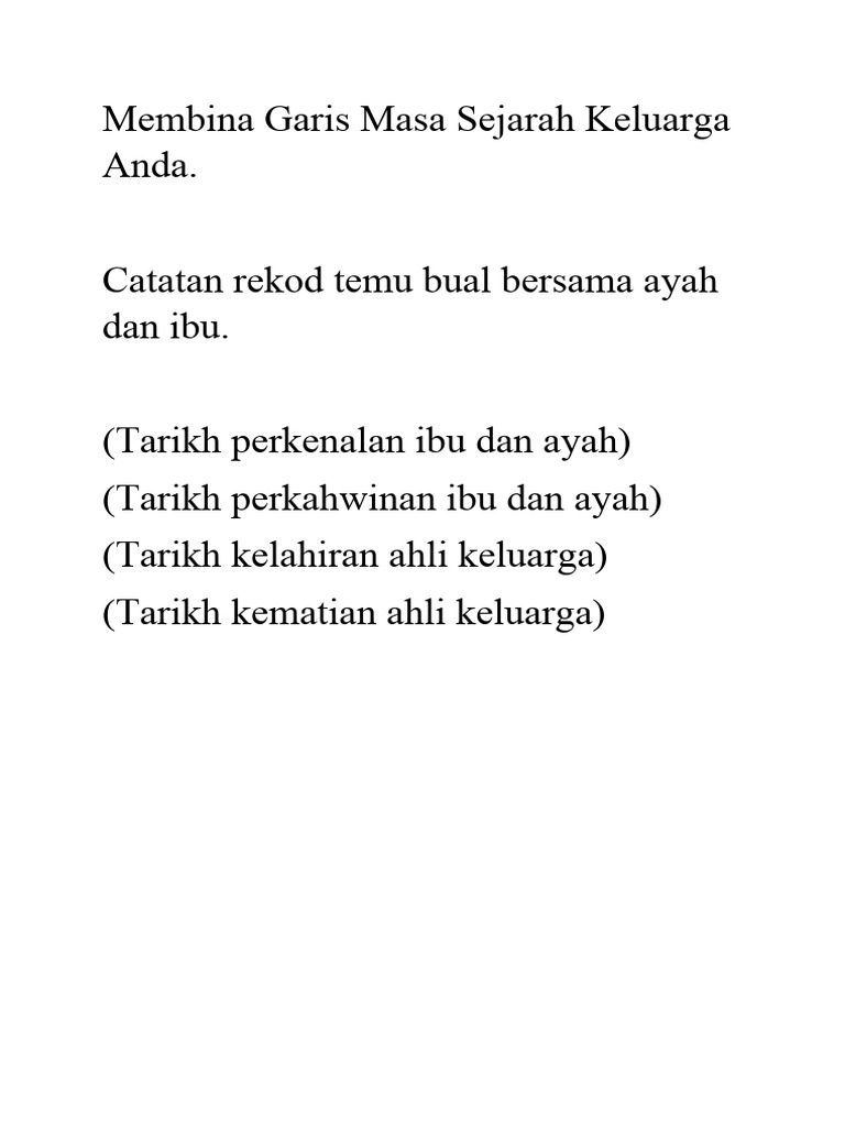 Membina Garis Masa Sejarah Keluarga Anda | PDF
