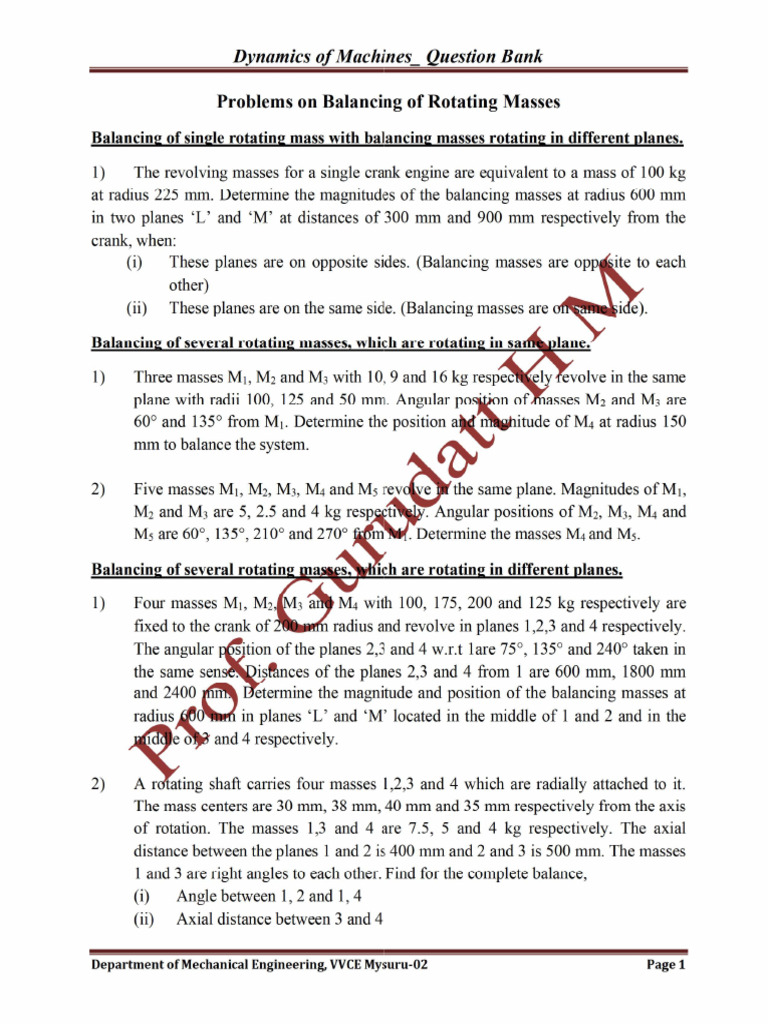 Dynamic balancing questions | PDF