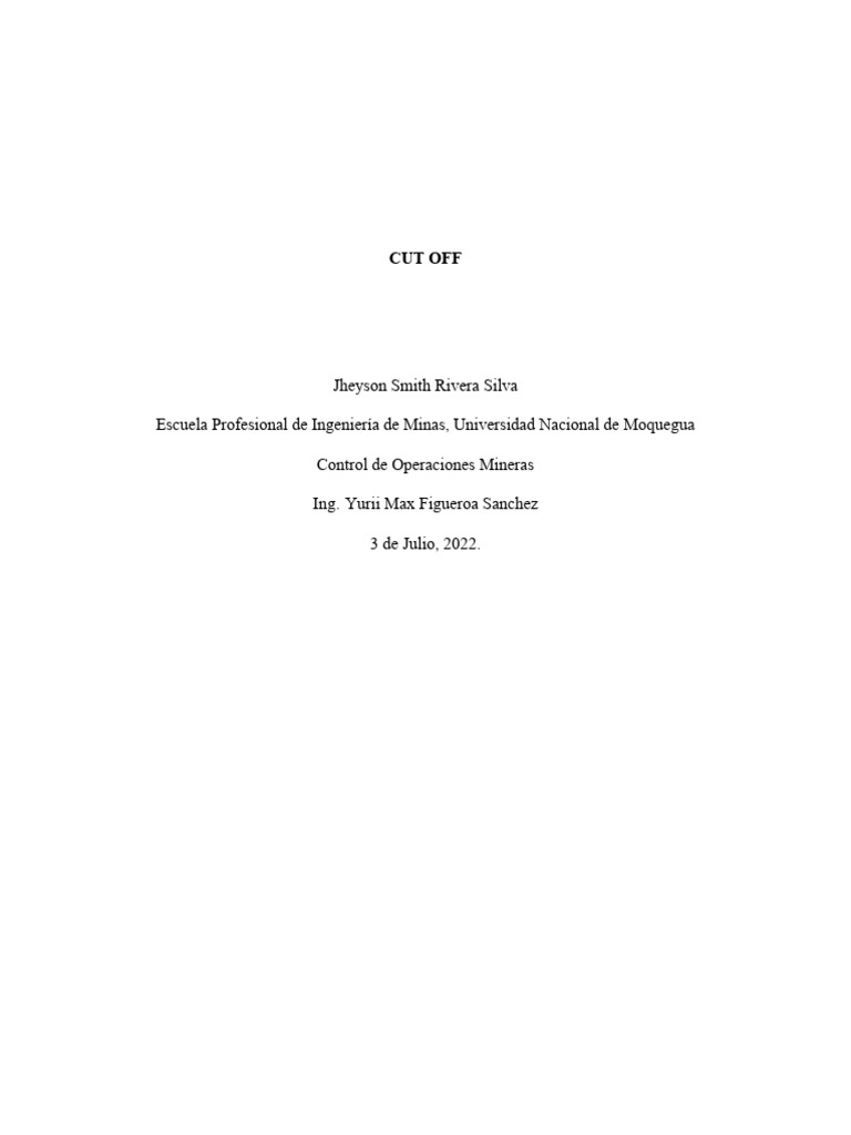 Cut Off | PDF | Minería