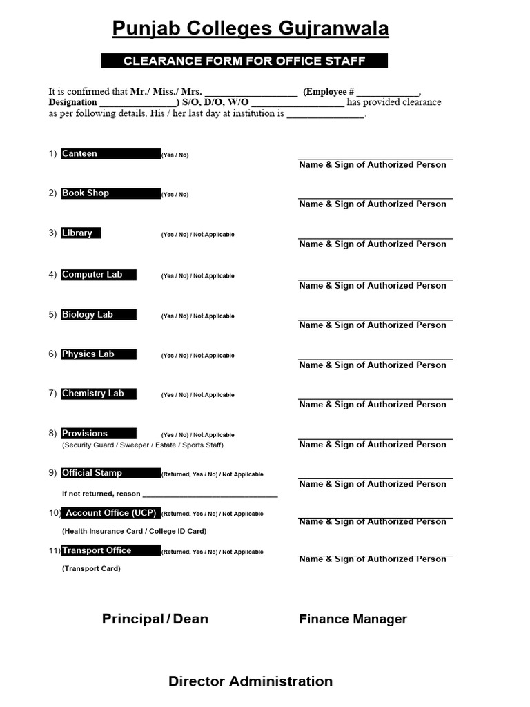 Staff Clearance Checklist | PDF