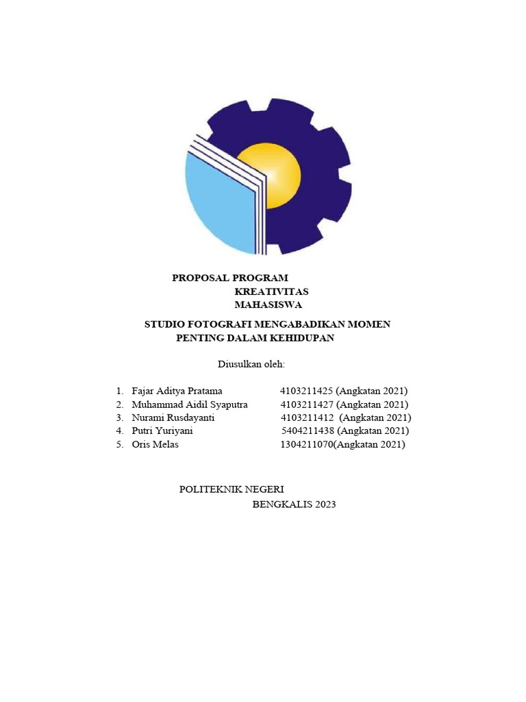 Proposal Program Kreativitas Mahasiswa 2023 | PDF | Seni