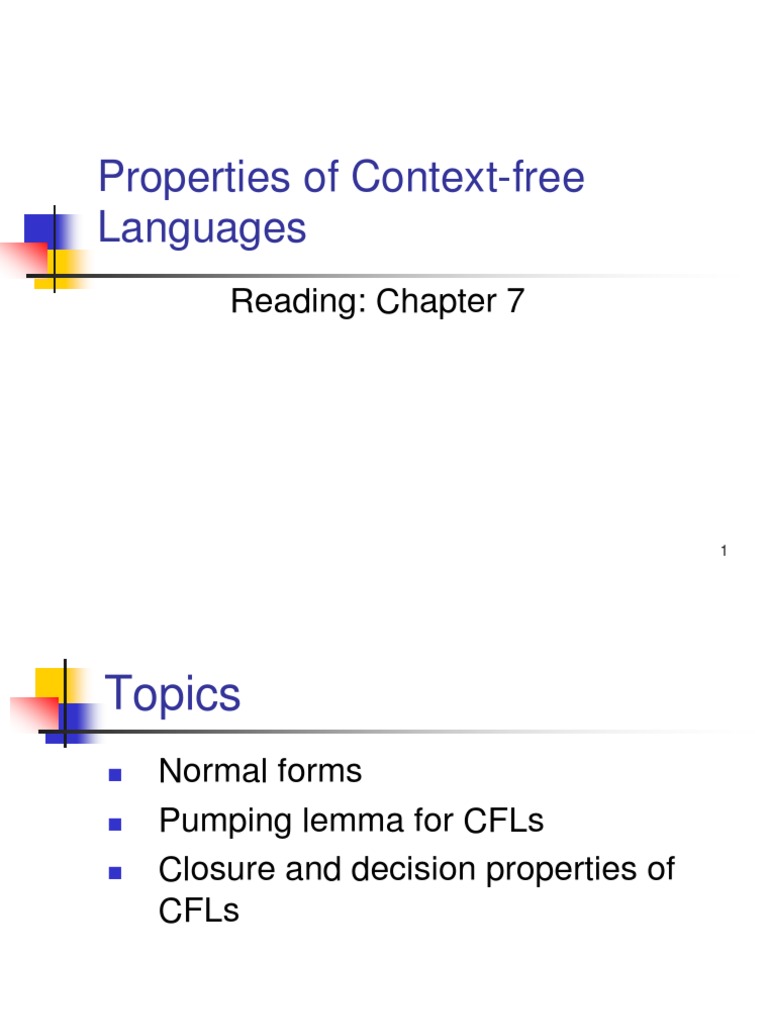 Properties of Context-Free Languages: Reading: Chapter 7 | PDF | Syntax ...