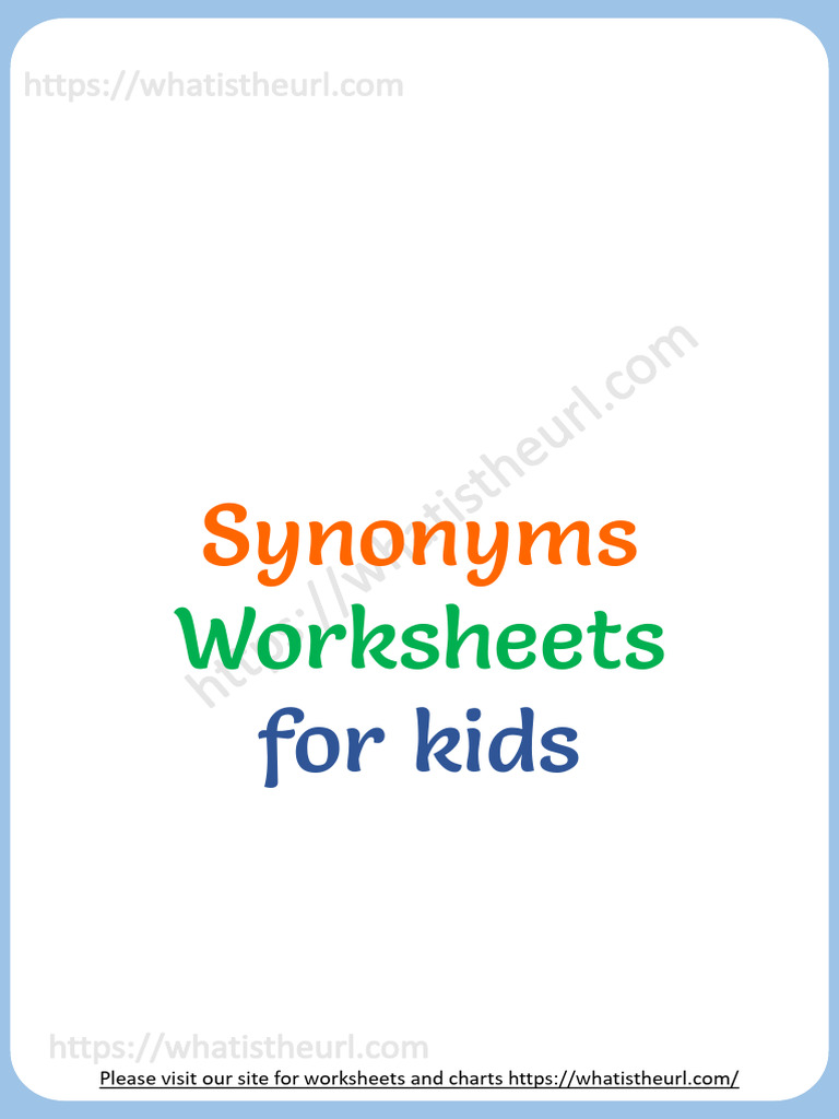 Synonyms-Matching-Worksheets-for-kids | PDF