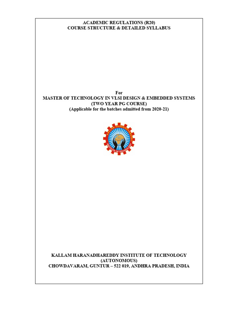 Course Structure and Syllabus R20-MTech-VLSI & ES | PDF | Thesis ... Course Structure and Syllabus R20-MTech-VLSI & ES | PDF | Thesis ...