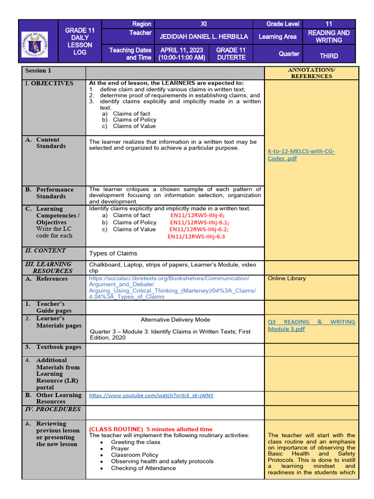 COT Lesson Plan | PDF | Learning | Human Communication