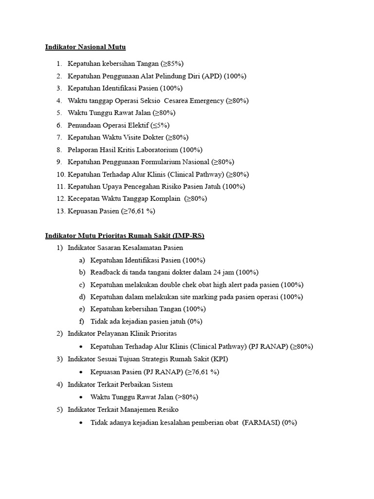 Penyusunan INM, IMP-RS, IMP Unit RS Sukma Wijaya | PDF | Sains & Matematika